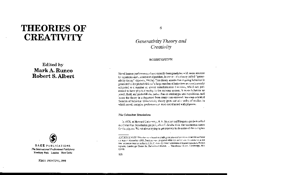 (PDF) Generativity theory and creativity