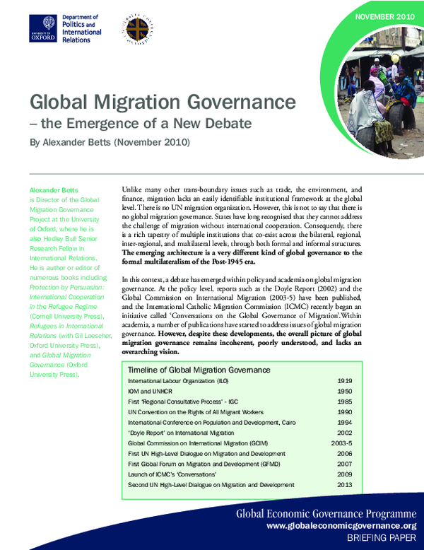 (PDF) global migration governance policy brief