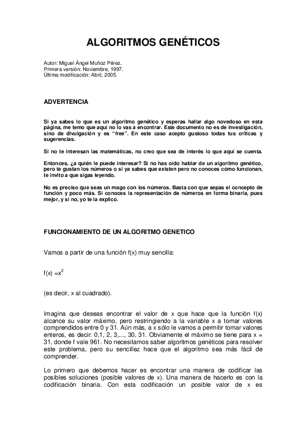 (PDF) ALGORITMOS GENÉTICOS