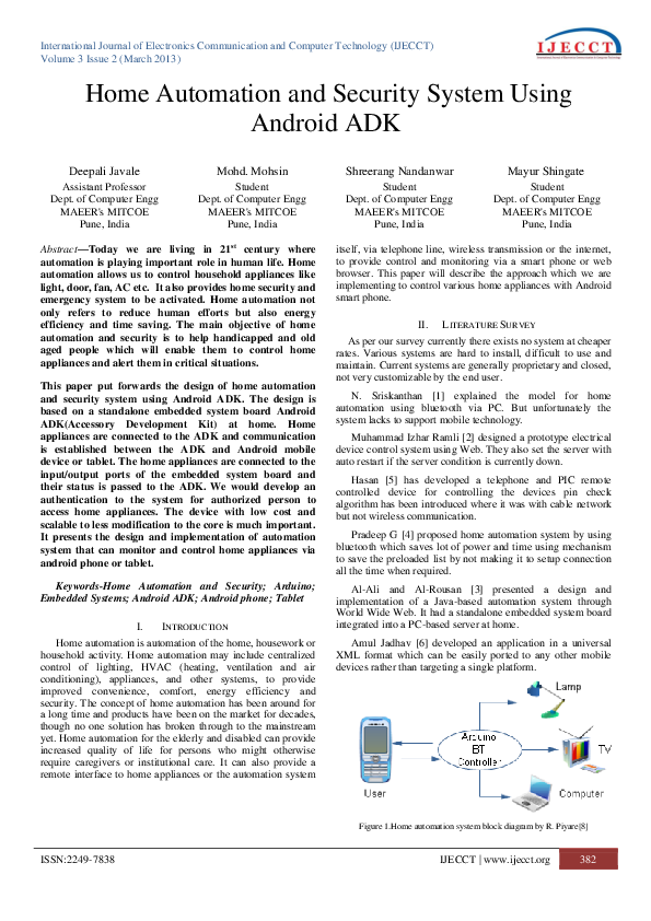 (PDF) Home Automation and Security System Using Android ADK