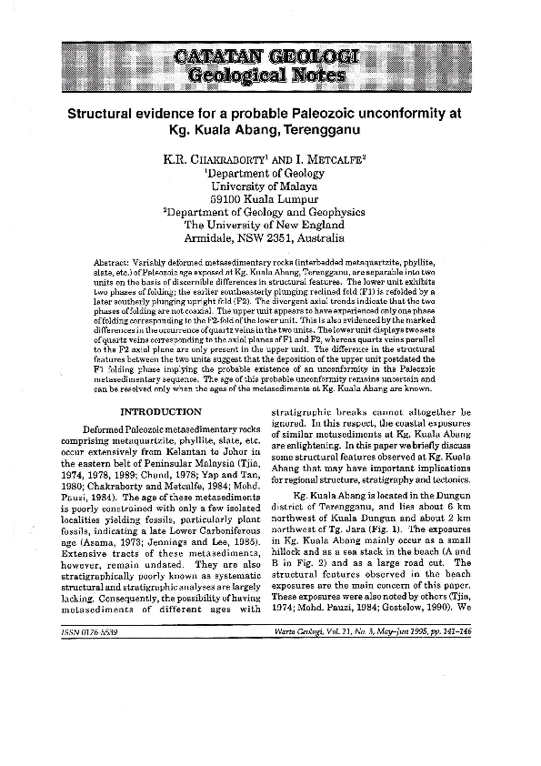 (PDF) Structural evidence for a probable Paleozoic unconformity at Kg ...