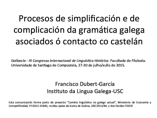 (PDF) Procesos de simplificación e de complicación da gramática galega ...