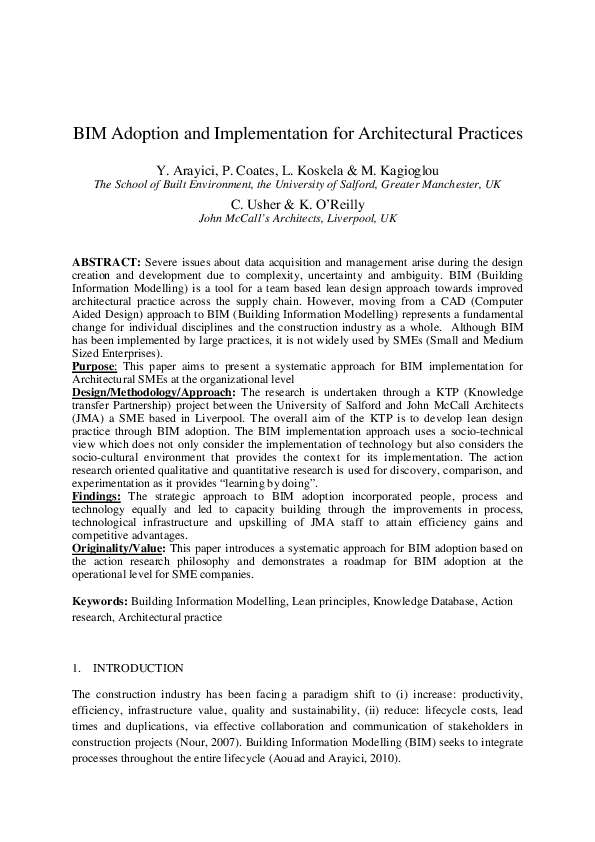 (PDF) BIM adoption and implementation for architectural practices