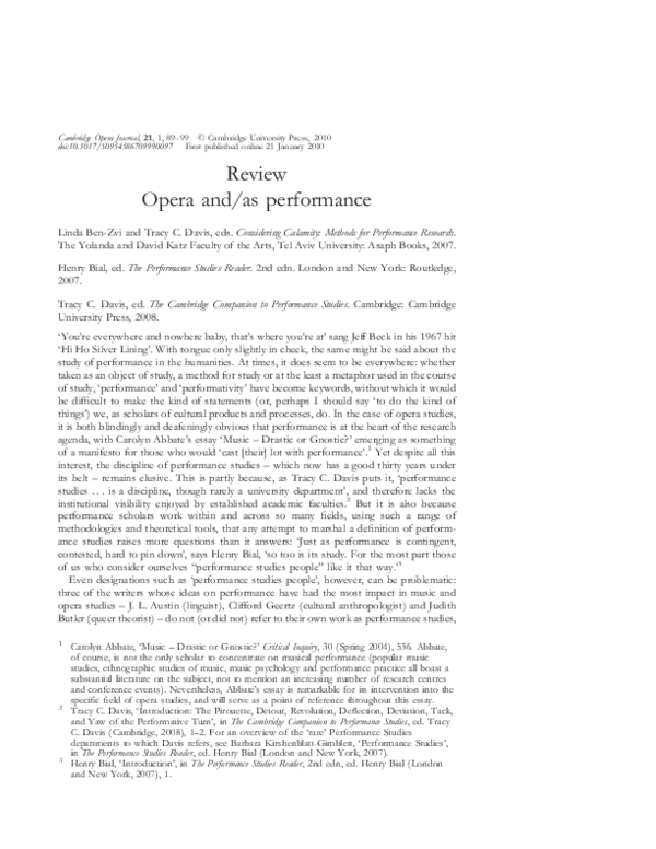Opera and/as Performance (review article)