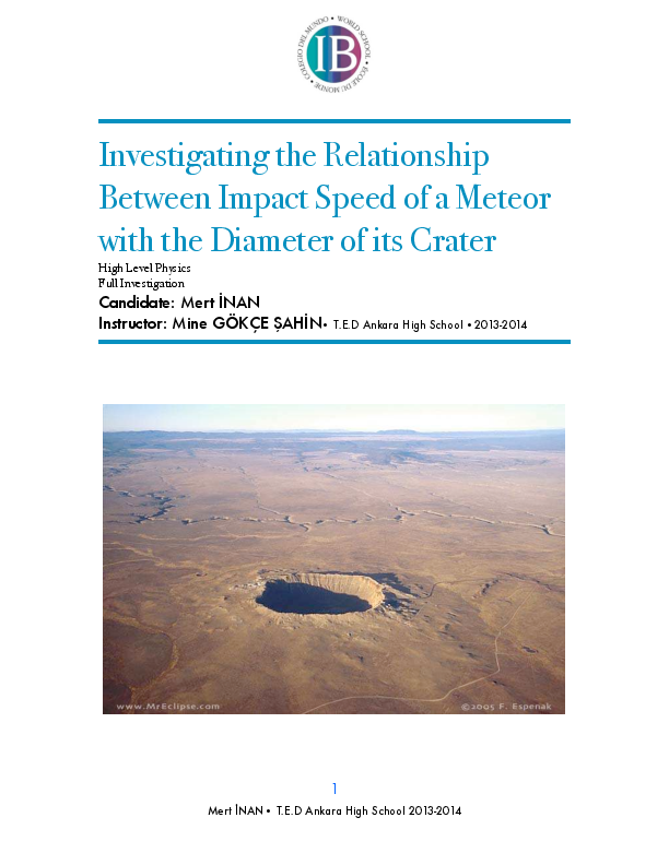 (PDF) Investigating the Relationship Between Impact Speed of a Meteor ...