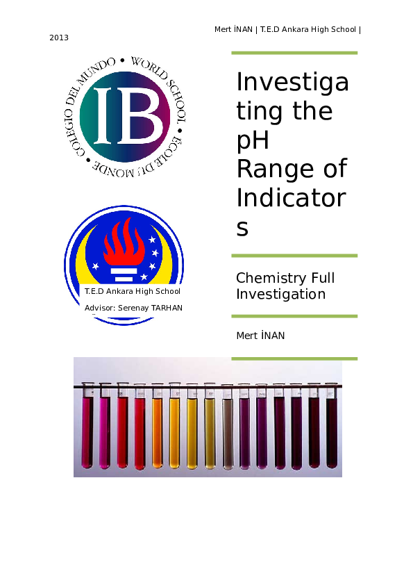 (DOC) Investigating the pH Range of Indicators