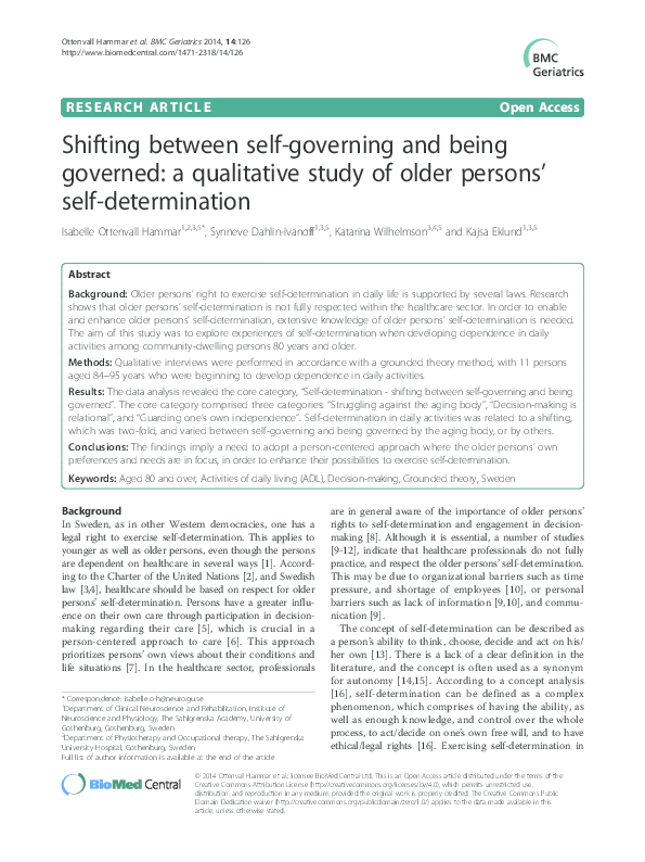 (PDF) Shifting between self-governing and being governed: a qualitative ...
