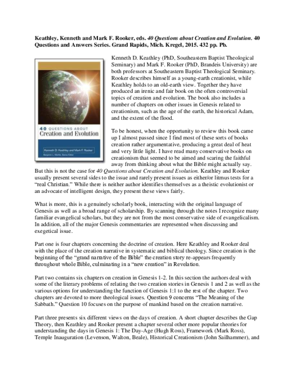 (PDF) Kenneth Keathley and Mark F. Rooker, eds. 40 Questions about ...