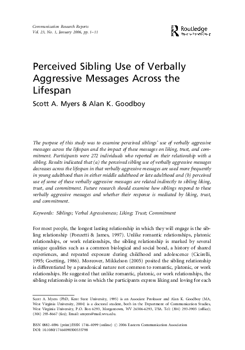 (PDF) Perceived sibling use of verbally aggressive messages across the ...