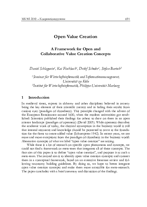 (PDF) Open Value Creation: A Framework for Open and Collaborative Value ...