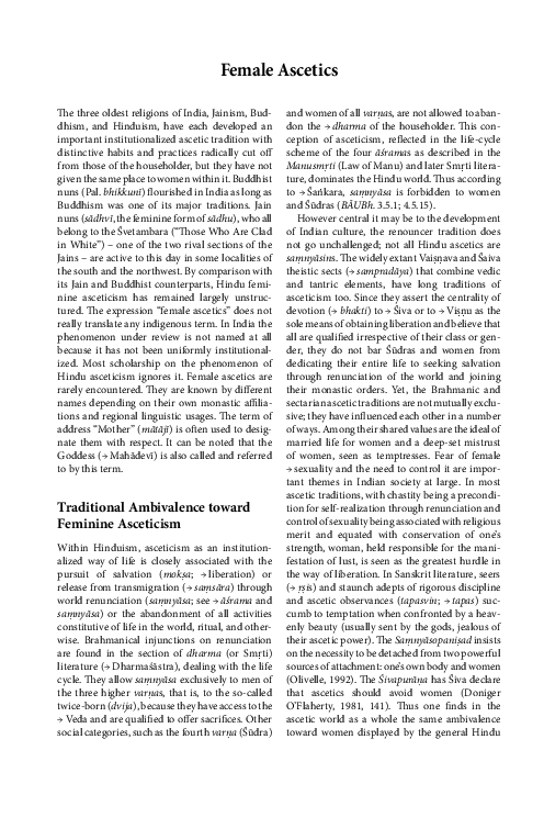 (PDF) - « Female ascetics. » In Brill’s Encyclopedia of Hinduism ...