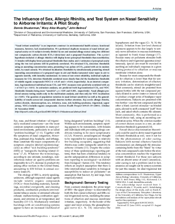 (PDF) The Influence of Sex, Allergic Rhinitis, and Test System on Nasal ...