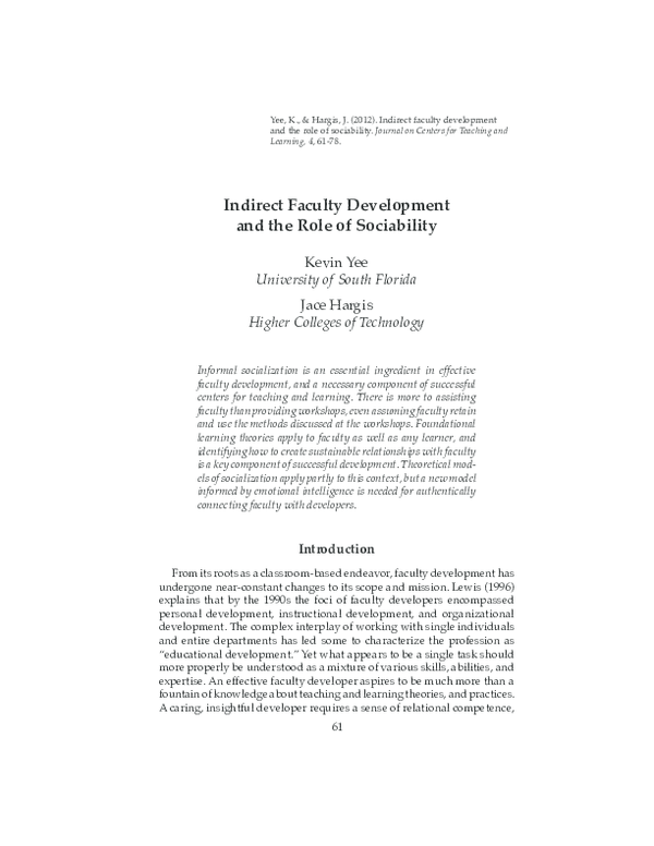 (PDF) Indirect Faculty Development