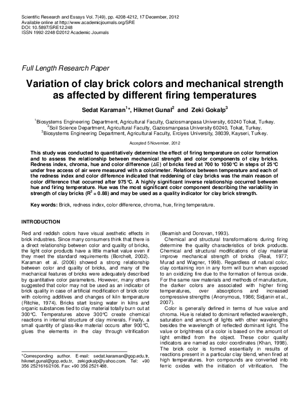 (PDF) Variation of clay brick colors and mechanical strength as ...