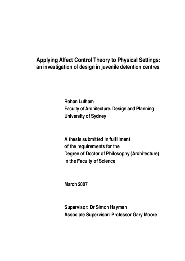 (PDF) Applying Affect Control Theory to Physical Settings: an ...