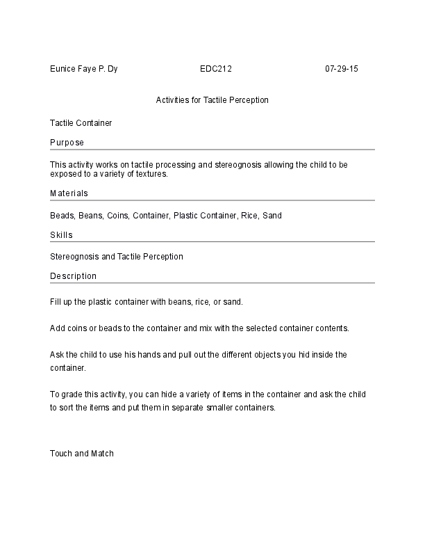(DOC) 3 Activities tactile perception