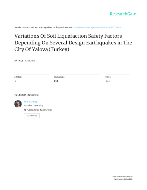 (PDF) Variations Of Soil Liquefaction Safety Factors Depending On ...