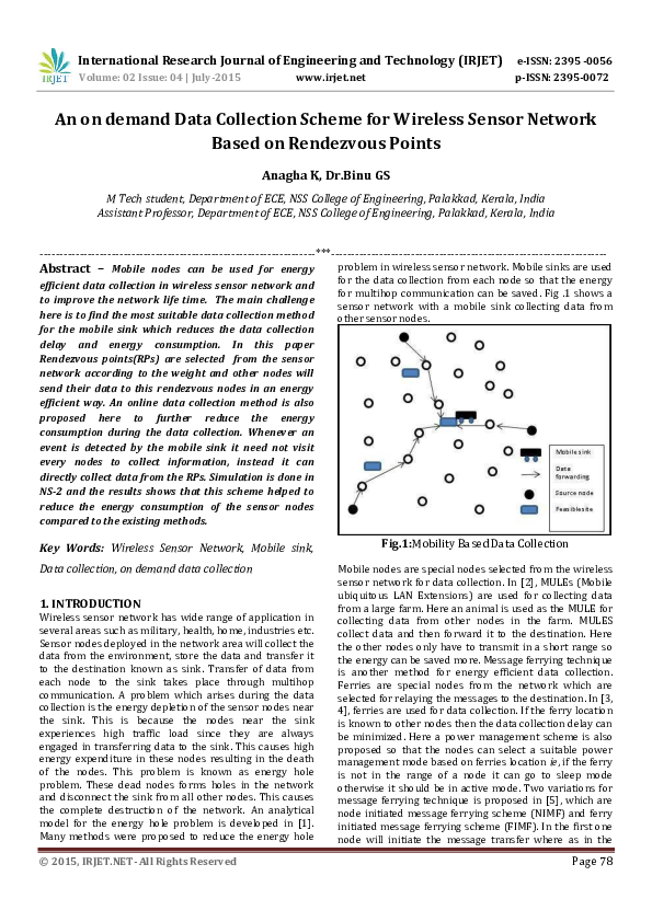 (PDF) IRJET-An on demand Data Collection Scheme for Wireless Sensor Network Based on Rendezvous ...