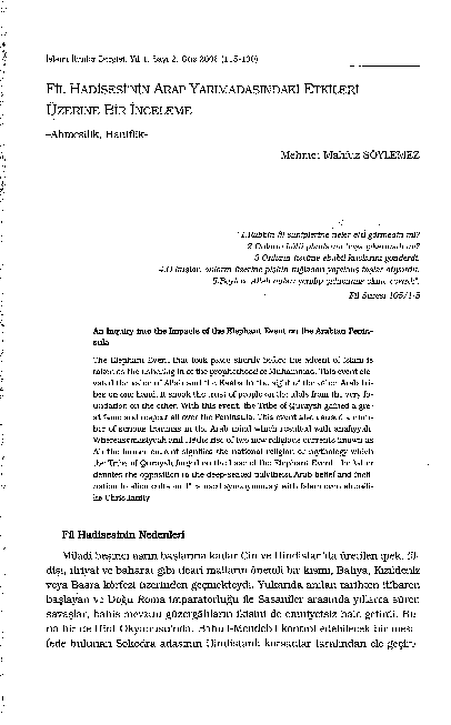 (PDF) Fil Hadisesinin Arap Yarımadası Üzerindeki Etkileri Üzerine ...