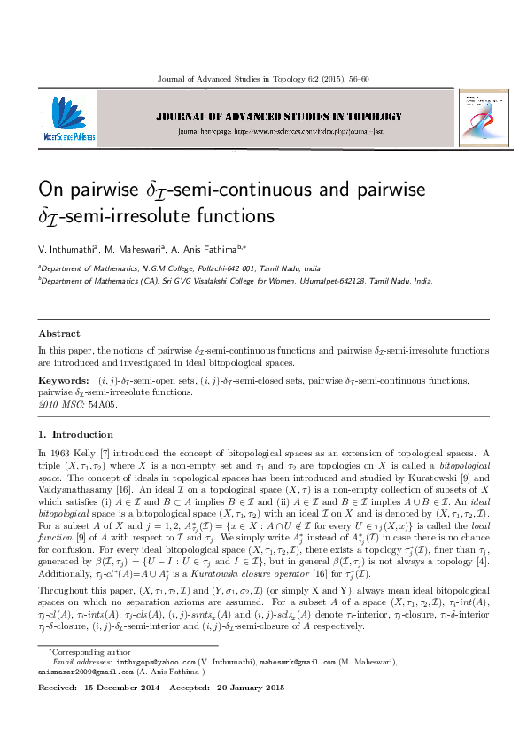 (PDF) On pairwise delta I-semi-continuous and pairwise delta I-semi-irresolute functions
