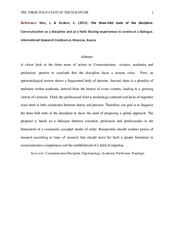 (PDF) If communication had a scientific, academic and professional ...