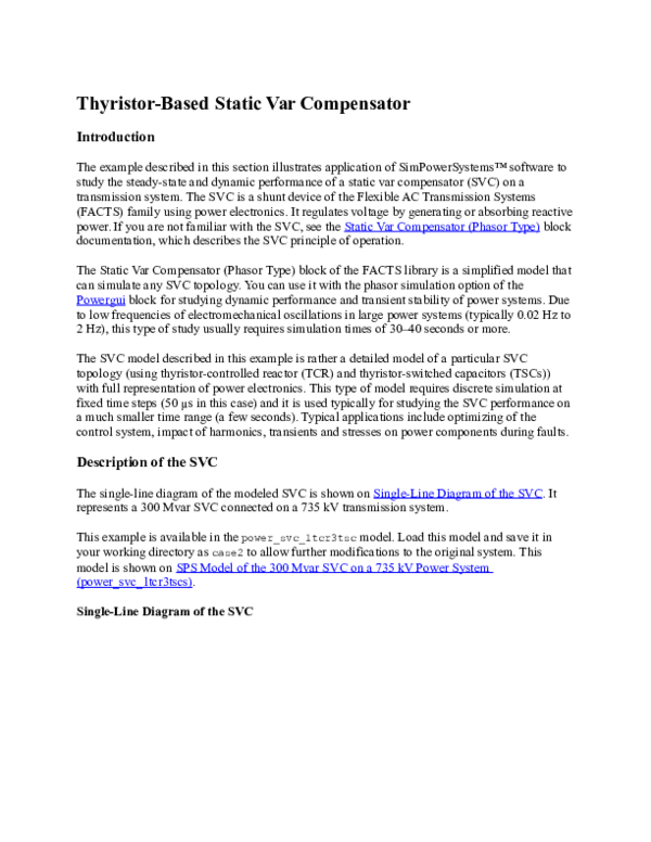 Thyristor Based Static Var Compensator