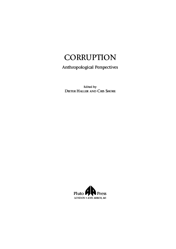 (PDF) Sharp Practice - Anthropology and the Study of Corruption