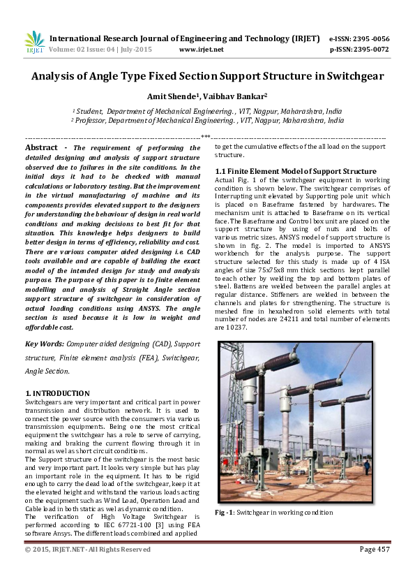 (PDF) IRJET-Analysis of Angle Type Fixed Section Support Structure in ...