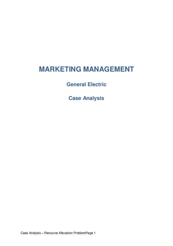 (PDF) Case Analysis – General Electric Case Analysis