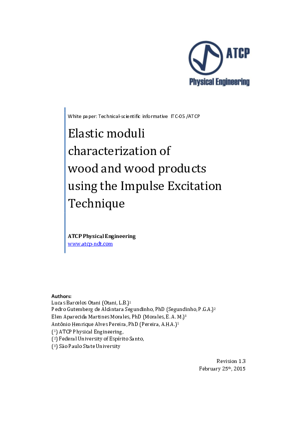 Pdf Elastic Moduli Characterization Of Wood And Wood Products Using