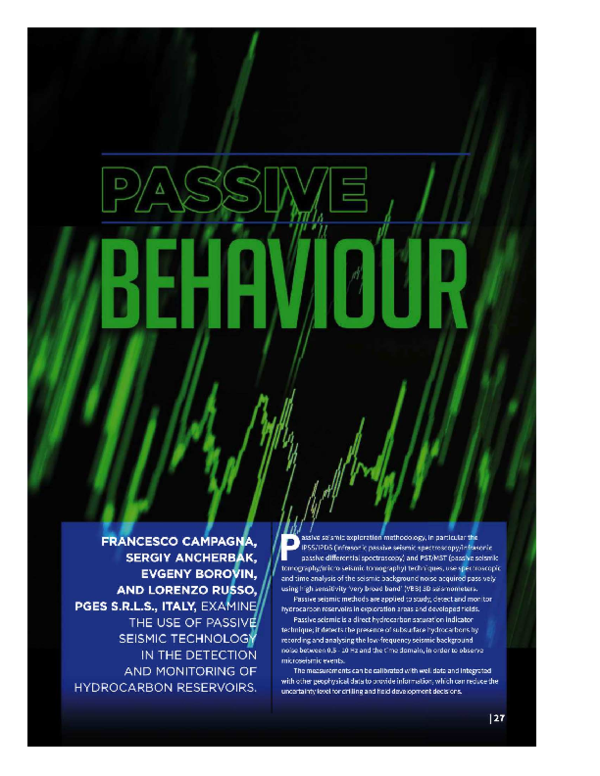 (PDF) Use of Passive Seismic Technology in the Detection and Monitoring of Hydrocarbon Reservoirs