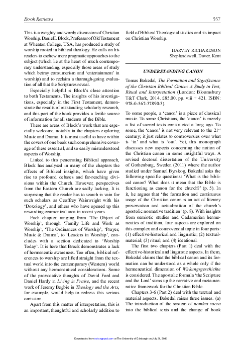 (PDF) "Understanding Canon": Review of The Formation and Significance ...