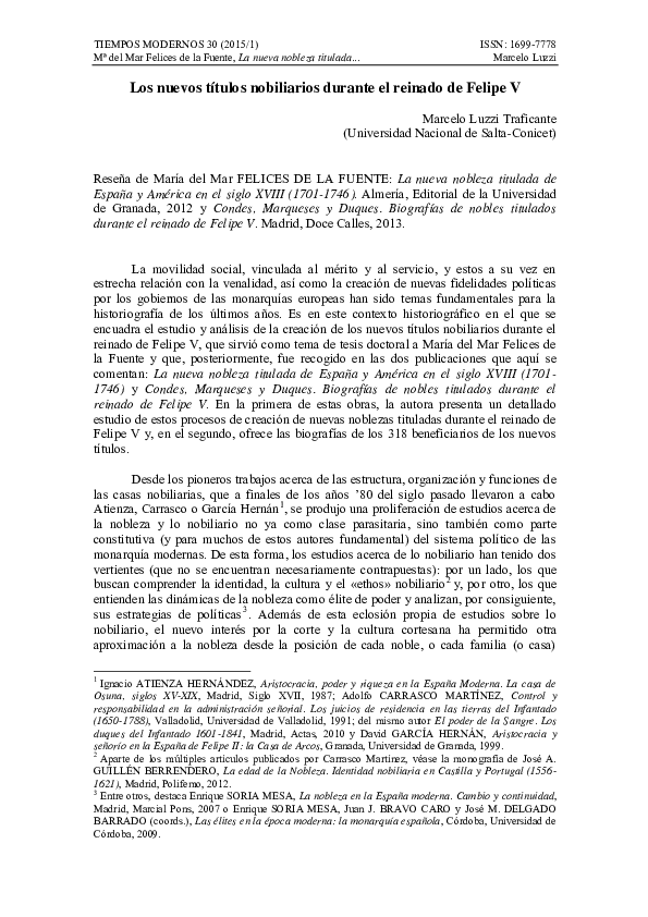(PDF) Los nuevos títulos nobliarios durante el reinado de Felipe V ...