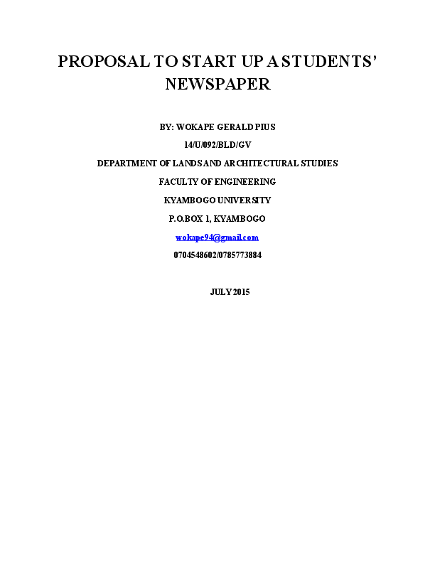 (DOC) proposal to start up students newspaper