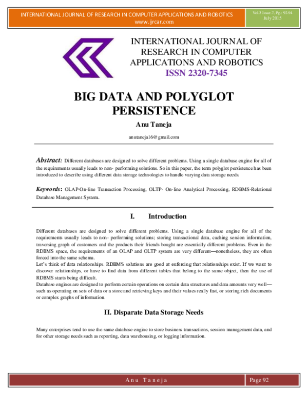 BIG DATA AND POLYGLOT PERSISTENCE