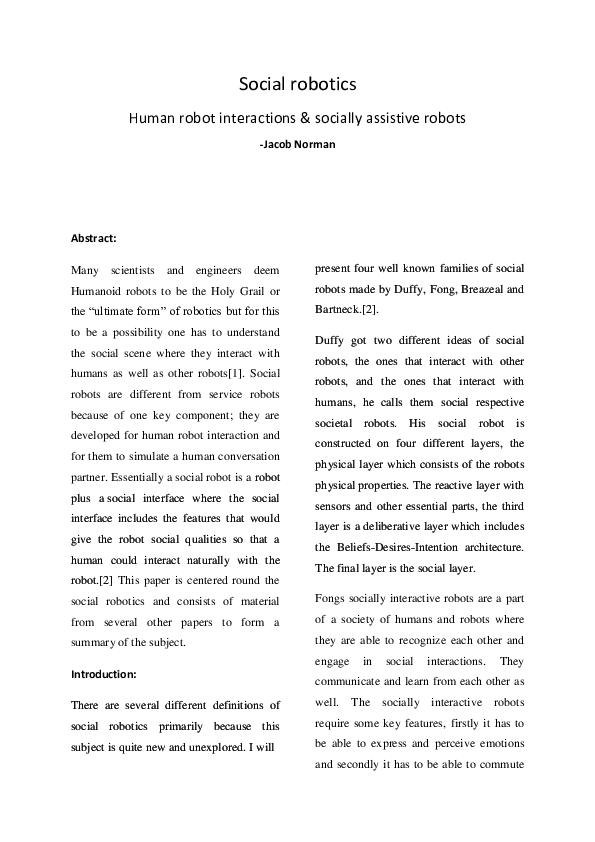 (PDF) Social robotics Human robot interactions & socially assistive robots