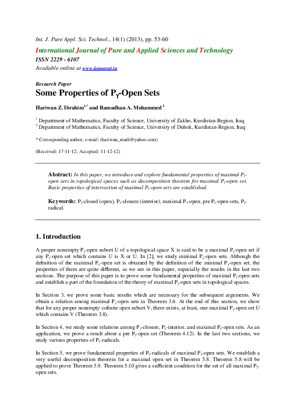 (PDF) Some Properties of Pγ-Open Sets