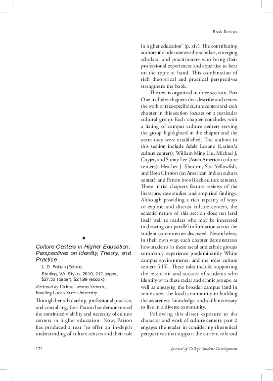 (PDF) Culture Centers in Higher Education: Perspectives on Identity ...