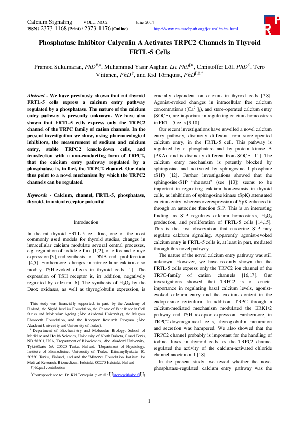 (PDF) Phosphatase Inhibitor Calyculin A Activates TRPC2 Channels in ...