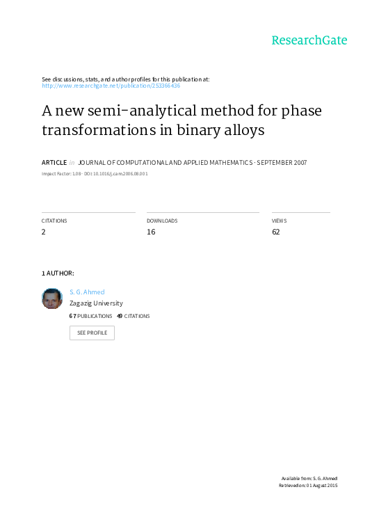 (PDF) A new semi-analytical method for phase transformations in binary alloys