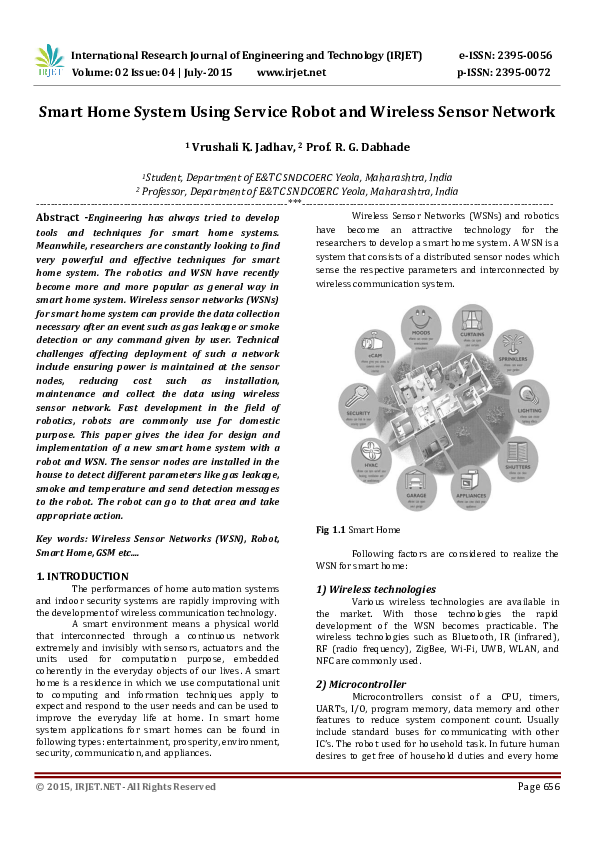 (PDF) IRJET-Smart Home System Using Service Robot and Wireless Sensor ...