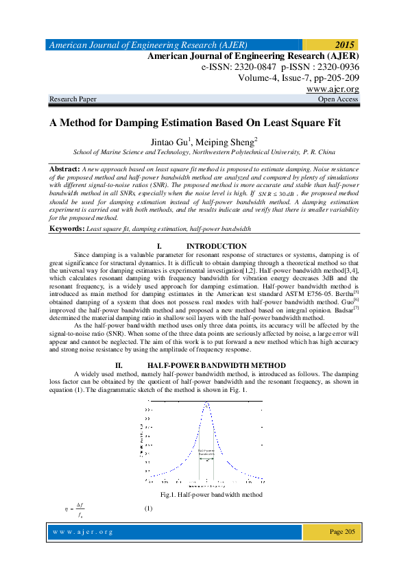 (PDF) A Method for Damping Estimation Based On Least Square Fit