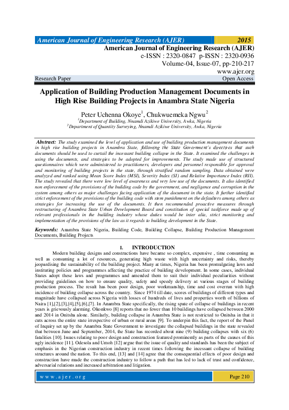 (PDF) Application of Building Production Management Documents in High ...