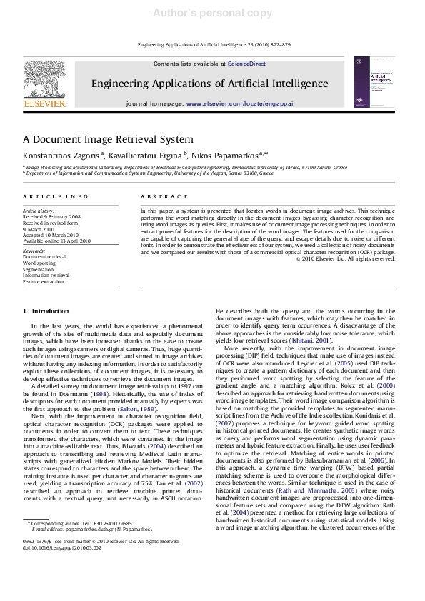 (PDF) A Document Image Retrieval System