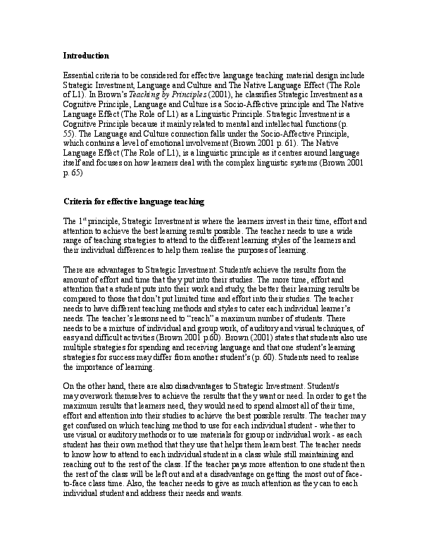 (DOC) Assignment 1 Critical analysis of language teaching resources