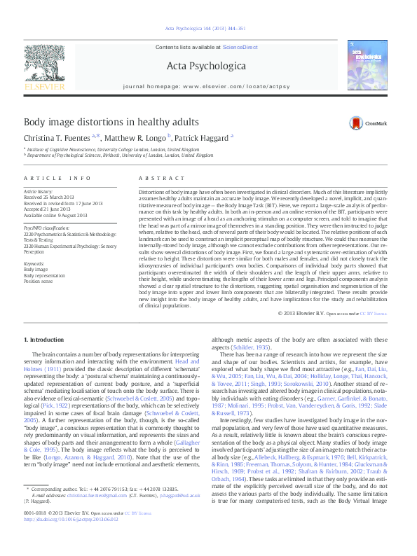 (PDF) Body image distortions in healthy adults