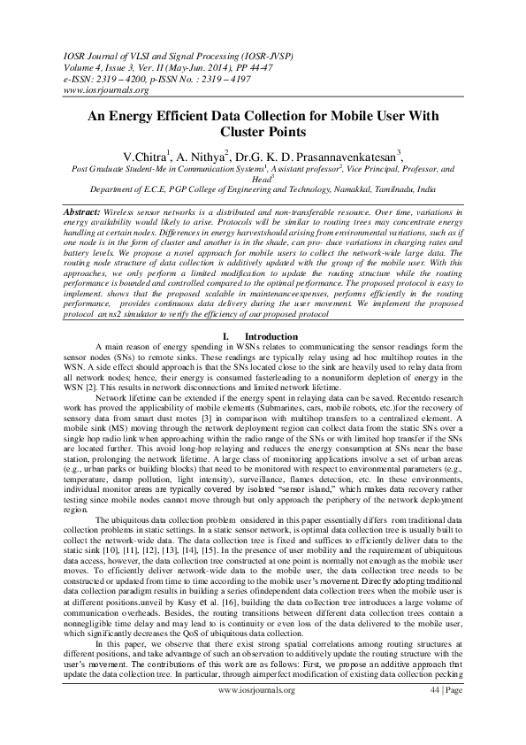 (PDF) An Energy Efficient Data Collection for Mobile User With Cluster ...