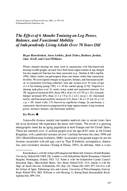 (PDF) The effect of 6 months training on leg power, balance, and ...