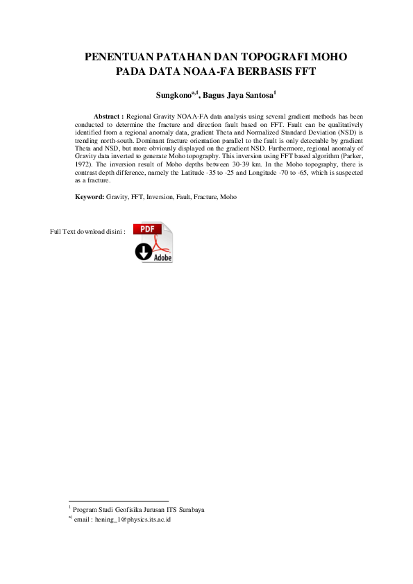 (PDF) PENENTUAN PATAHAN DAN TOPOGRAFI MOHO PADA DATA NOAA-FA BERBASIS FFT