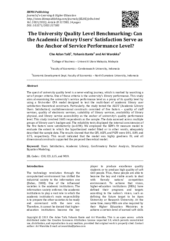 (PDF) The University Quality Level Benchmarking: Can the Academic ...